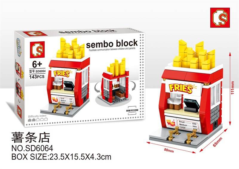 迷你街景：薯条店（Sembo Block：Fries）（森宝SEMBO SD6064） | Brick4.com - 最实用的国产积木索引表