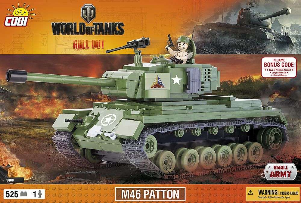 坦克世界：M46巴顿（M46 Patton）（酷陛COBI 3008） | Brick4.com - 最实用的国产积木索引表