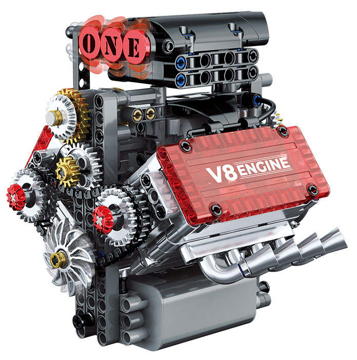 V8发动机模型（V8 Engine）（集世嘉GISEGA G8909） | Brick4.com - 最实用的国产积木索引表